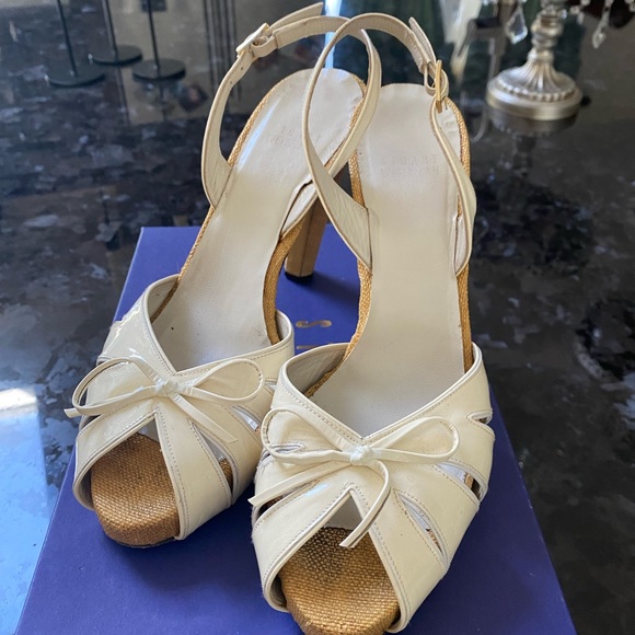 Stuart Weitzman | Shoes | Stuart Weitzman Patent Leather Peep Toe Sling ...